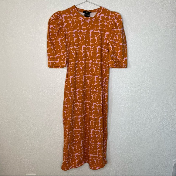 Nooworks | Dresses | Nooworks Pebble People Puff Sleeve Midi Dress ...